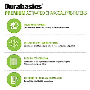 Durabasics Pre-Filters for Honeywell HPA300 Replacement Filters, Honeywell Prefilter A, Honeywell Filter A, Prefilter for Honeywell Air Purifier, Honeywell Pre Filter Replacement, HRF-AP1-4 Pack