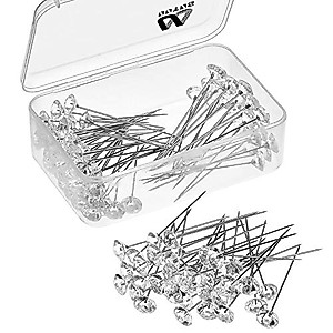 Bouquet Pins Corsages Pins Flower Diamond Pins Floral Rhinestones Pins Crystal Diamond Head Clear Straight Pins for Wedding Bridal Hair Accessories Jewelry Decoration Craft, 2 Inch (100 Pieces)