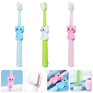 Healifty 3pcs Children's Soft Bristle Toothbrush Lovely Kids Toothbrush Child Toothbrush Kid Oral Care Toothbrush Manual Toothbrush Toothbrushes Teeth Cleaning Brush Aldult TPE Makeup Baby