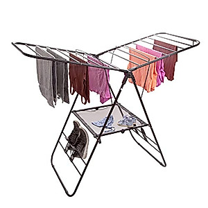 BINO Gullwing Steel Drying Rack Foldable, Sturdy, and Collapsible Laundry Solution - Collapsing Laundry Drying Rack - Space Saving - Home Essentials (Black)