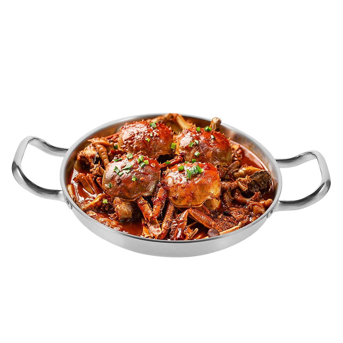 Stainless Steel Hot Pot Pan Korean Seafood Cooking Pan for Home and Restaurant Saute Pan for Kitchen Dry Pot and Griddle Use