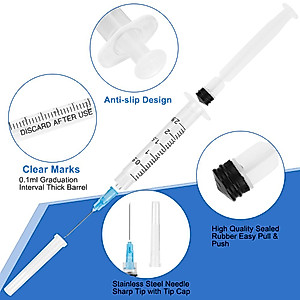 24 Pack Disposable 2.5 ml Syringes with Needle 23G 1”, Sterile Luer Lock Syringe Individually Packaged, Smooth and Accurate Dispensing for Labs, Liquid Measuring, Oil