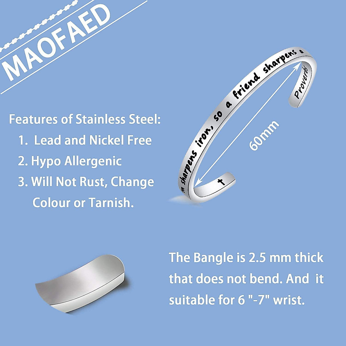 MAOFAED Christian Jewelry Best Friend Keychain As Iron Sharpens Iron So A Friend Sharpens A Friend Bible Verse Keychain Gift for Friend (as iron cuff)