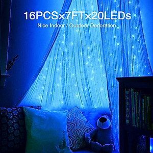 Olafus 16 Pack Blue and Multicolor Fairy Lights Battery Operated, Mini Starry String Light Waterproof IP68, 7ft 20 LED Firefly Starry Light Copper Wire for Christmas Decorations Wedding Party DIY