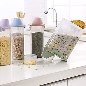 Pet Food Storage Container with Measuring Cup, Pour Spout and Seal Buckles Food Dispenser for Dogs Cats (Purple) 2.5L