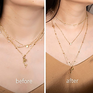 Meow Star Necklace Extender Sterling Silver Necklace Extenders Gold Plated Choker Bracelet Extenders Chain Set 2", 4", 6" Inches