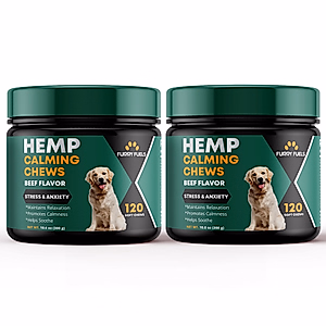 FURRY FUELS Calming Chews for Dogs - Dog Calming Treats for Dog Relief, Dog Calming Chews, Helps with Stress and Better Sleep, Calming Dog Treats - Beef Flavor - 240 Chews