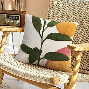 JASEN Abstract Boho Pillow Covers 18x18,Soft Mid Century Geometric Cactus Decorative Throw Pillows for Couch Bed Sofa Bedroom（Only 1 Pillow Cover）