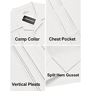 COOFANDY Men's Short Sleeve Button Down Shirts Linen Casual Shirts for Summer Beach Vacation Wear White