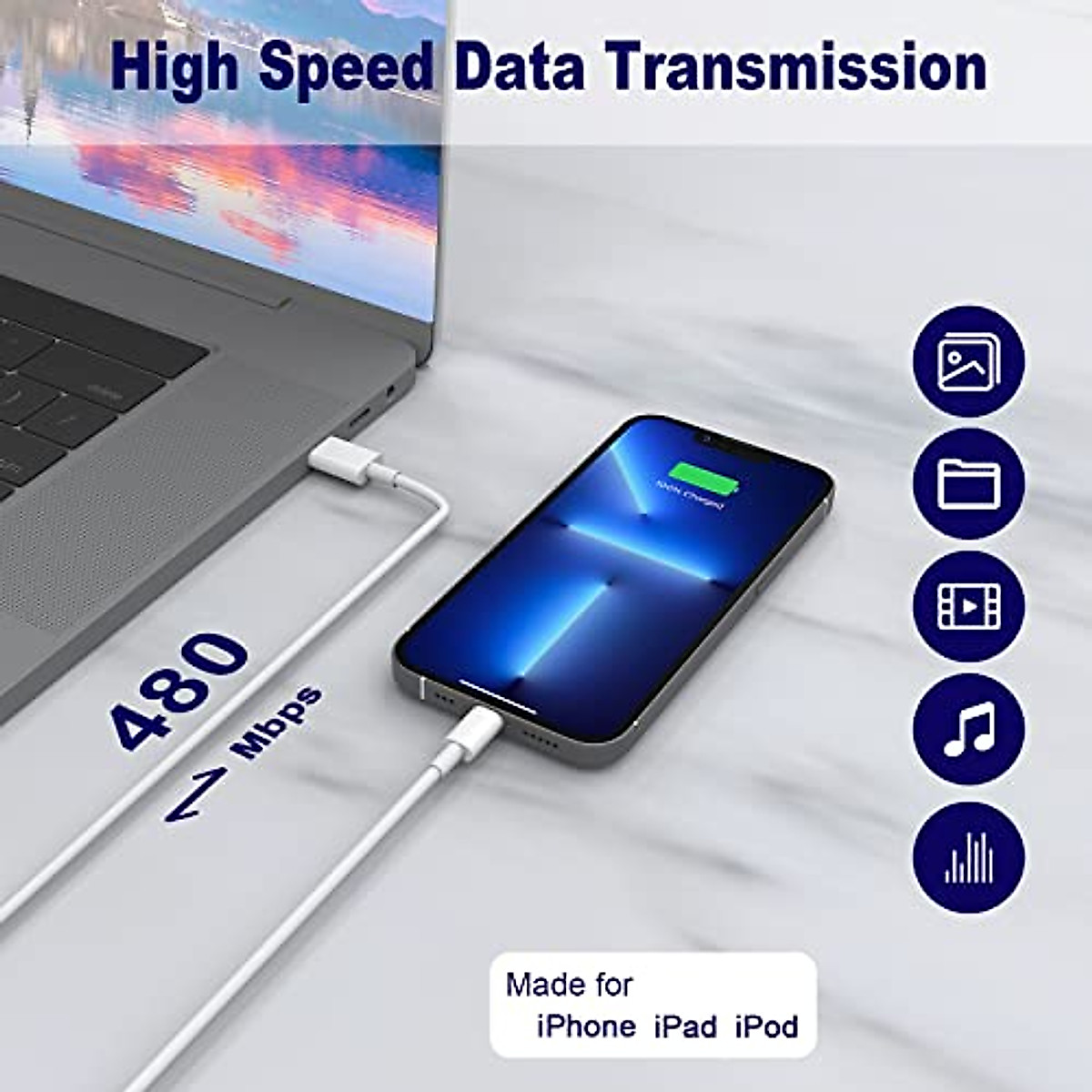 3 Pack iPhone Fast Charger, [Apple MFi Certified] 20W USB C Power Delivery Wall Charger Block with 10FT Extra Long Type C to Lightning Fast Charging Data Sync Cable for iPhone 14 13 12 11 XS XR X iPad