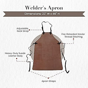 Style n Craft Welder’s Apron, Heavy-Duty Suede Leather Apron, Apron for Men and Women, Welding Accessories, Camel Color (81201)