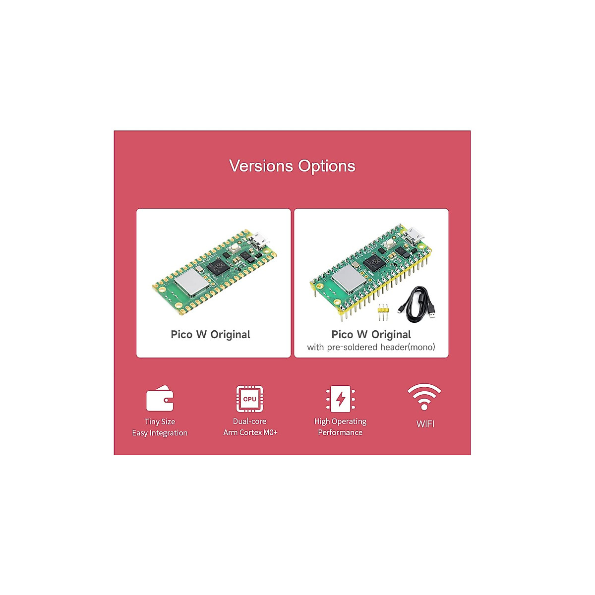waveshare Pre-Soldered Raspberry Pi Pico W Microcontroller Board Basic Kit,Built-in WiFi,Supports 2.4/5 GHZ Wi-Fi 4,Based On RP2040 Dual-Core Processor