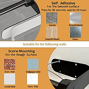 Adhesive Black Paper Towel Holder Under Cabinet Single Hand Operable Paper Towel Dispenser Wall Mount for Kitchen Tissue Holder