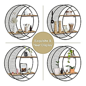 Putuo Decor Crescent Moon Shelf for Crystals, 2 Tiers Round Wall Hanging Display Shelves, Boho Decorative Crystal Holder Wall Shelves for Essential Oil, Stones, Plants and Home Decors