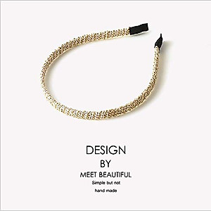 Sluxa Thin Hairbands,Head bands no slip fashion for women, skinny headbands for women Girls, Gold Thin Headbands for women..