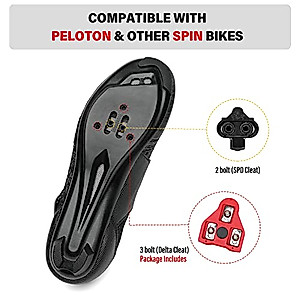 Unisex Cycling Shoes Compatible with Peloton Bike & SPD Indoor Road Riding Biking Bike Shoes with Delta Cleats Included for Men Women Blue 46