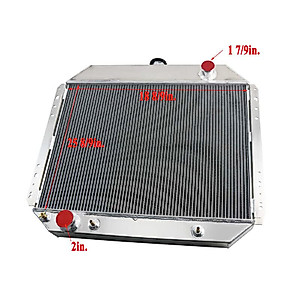 RadBuild DPI433 4 Row Aluminum Radiator for 1966-1979 Ford F100 F150 F250 F350 F500 Bronco Trucks V8 CC433 CU433 Radiador 1967 1968 1973 1974 1975 1976 1977 1978 1979 67 68 69 72 74 Downflow Radiators