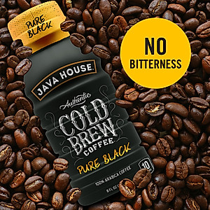 Java House Cold Brew Coffee, 6 Pack of 8oz Bottles, Ready to Drink Instant Cold & Iced Coffee (Pure Black)