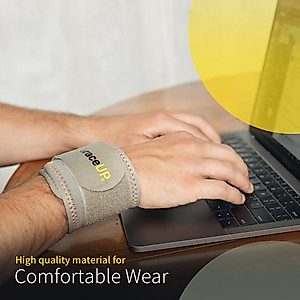 BraceUP Wrist Compression Strap and Wrist Wrap Wrist Band, Brace for Tendonitis, Tennis, Gym, Workout, One Size Adjustable (Black), 1 PC