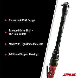 AIRCAT Pneumatic Tools 808-15-25: 15.3 Inch Long Reach Ratchet 200 RPM, 30 ft-lbs Maximum Torque - 1/4-Inch