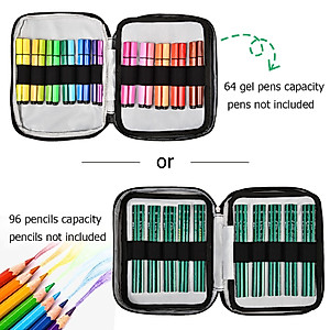 FOLIOSA Blue Sea Turtle Pencil Case Multiple Elastic Slots Holds 64 Watercolor Pens or 96 Colored Pencils Waterproof Large Capacity 10×7.7×3.5 in