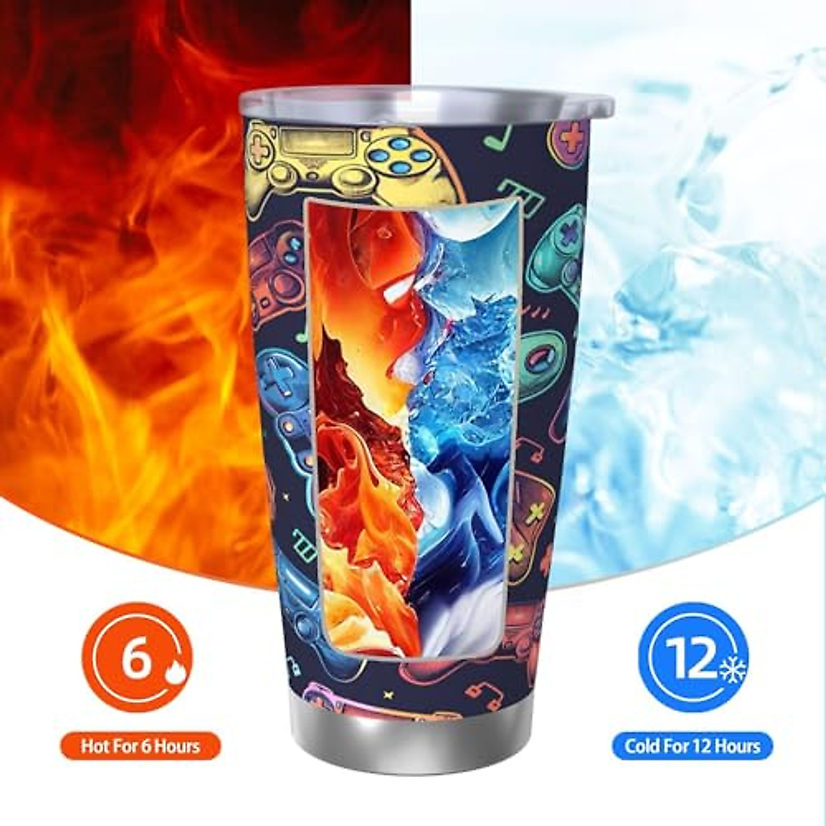 AYCZN Video Game 20 OZ Tumbler Stainless Steel Travel Coffee Mug, Colorful Insulated Water Bottle with Lid Leakproof Thermal Cup