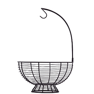 TIEYIPIN [ Extra Large Fruit Basket Bowl with Banana Hanger, Detachable Wire Banana Holder Hook Kitchen Storage Baskets Stand - Brown