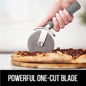 Gorilla Grip Manual Can Opener and Pizza Cutter, Can Opener Includes Built in Bottle Opener, Pizza Cutter is Rust Resistant, Both in Gray Color, 2 Item Bundle