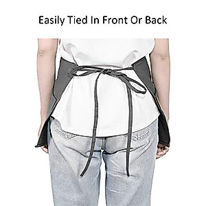 GNEGNI 3 Pockets Waist Apron-Waitress Waiter Server Apron Short Half Uniform Apron Dark Gray