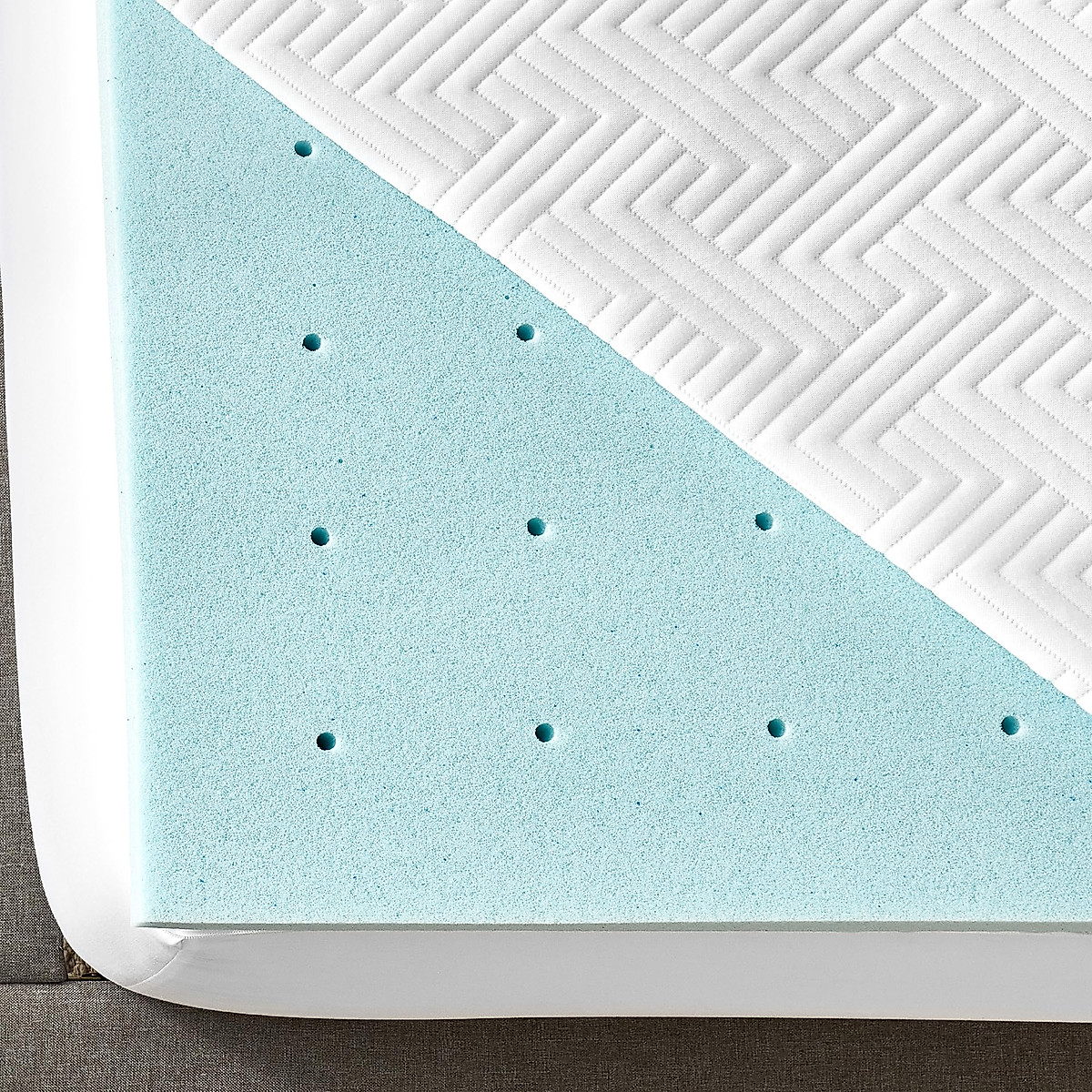 Bodipedic 2 Inch Memory Foam Mattress Topper, Gel Infused Mattress Topper, Luxury Circular-Knit Cover Included, CertiPUR-US Certified Foam, White