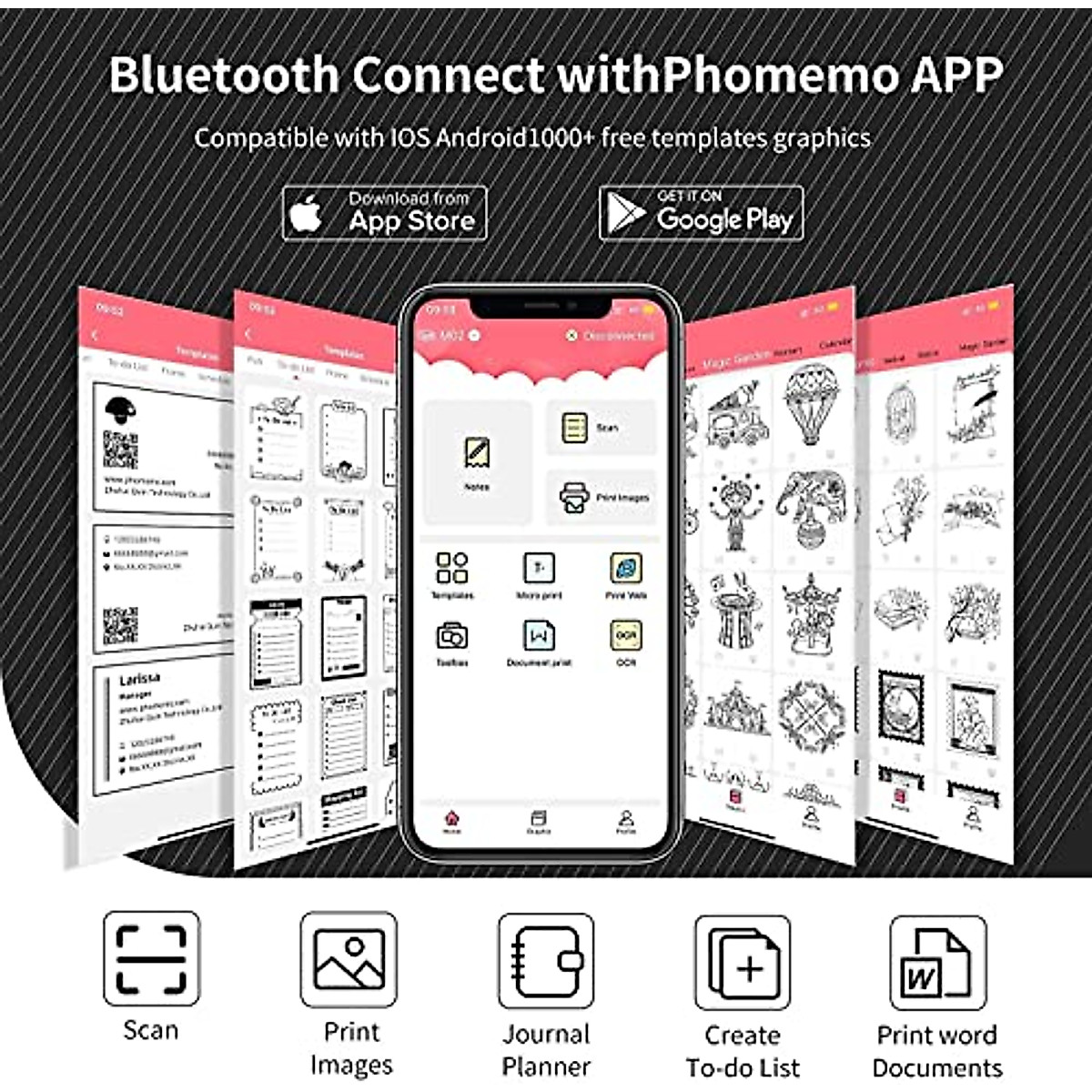 Phomemo M02S 300dpi Mini Portable Bluetooth Pocket Printer Wireless for Travel, Photo Picture Planner Handy Small Label Maker, Thermal Mobile Printer, Sticker Maker Machine