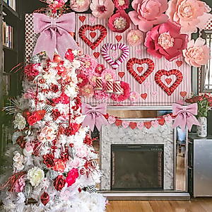 TONIFUL 12x14 Inch Glitter Bow Pink Shiny Christams Bow for Home Party Wedding Indoor Decoration， Gift Wrapping Accessories, Christams Whreath Bow DIY Handcraft Bow