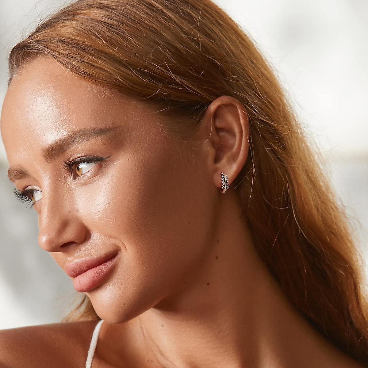 925 Sterling Silver Huggie Hoop Earrings | Hypoallergenic Leaf Hoop Earrings | Clip on Earrings Jewelry Gifts for Wife Women (BSE500)