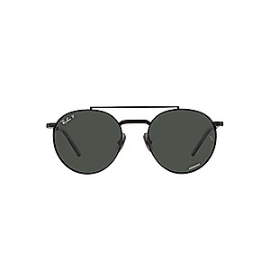 Ray-Ban RB8237 Round II Titanium Sunglasses, Black/Polarized Dark Grey, 53 mm