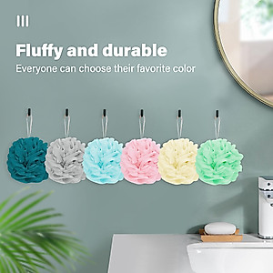 PENNIK 6 Pack Bath Sponge Shower Loofahs 60g Loofa Sponge Shower Balls, Mesh Loofahs Sponge Exfoliating Body Scrubber Bathroom Accessories for Women & Men - 6 Colors Bath Shower Loofahs Puff Pack