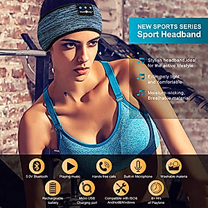 MUSICOZY Sleep Headphones Wireless Bluetooth Headband, Music Sports Sleeping Headband Headphones for Workout, Jogging, Yoga