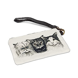 Abbott Collection 96-POUCH-CN-07 Cat Trio Zip Pouch with Strap, White/Black