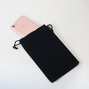 HRX Package 20pcs Velvet Drawstring Bags, 5x7 inches Velvet Pouches for Jewelry Gift Packaging (Black)