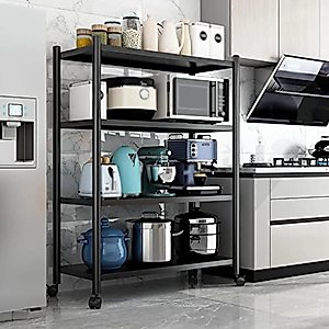 EYHLKM Storage Rack Metal Storage Rack with Wheels Adjustable Shelves Kitchen Pantry Closet Stand (Color : A, Size : 120cm*50cm)