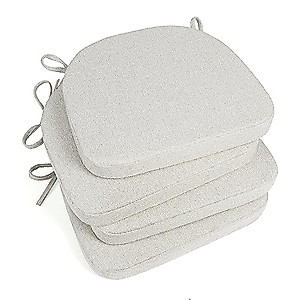 Tromlycs Chair Pads for Dining Chairs Cushions Kitchen 4 Pack Room Seat Indoor U Shaped Non Slip with Ties Set 16x17 Inch Farmhouse Light Linen