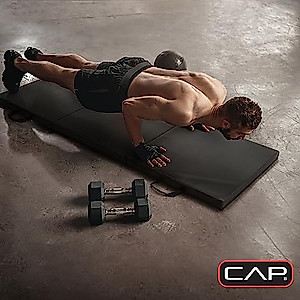 CAP Barbell All Purpose Folding Anti Tear Exercise Training Aerobic Fitness Gym & Gymnastics Balance Mat. 72"L x 24"W x 2"Thick. BLUE