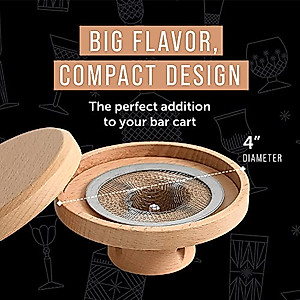 Wood-Fired Cocktail Smoker - Bring a New Dimension of Flavor to Your Cocktails - Small, Compact Design, Great for Bar Carts - Oak Chips Included