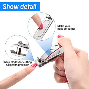 2 Pieces Nail Clipper for Thick Nails, Straight Edge Toenail Clippers, Stainless Steel Nail Cutters, Heavy Duty Large Wide Mouth Fingernail and Toenail Clippers for Men Women