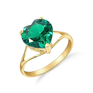 Galaxy Gold GG 2.75 Carats 14K Solid Yellow Gold Brilliant Heart Cut Shape Emerald Solitaire Cathedral Ring with Genuine Vibrant Emerald Heart Shape (10)