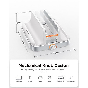 JOYROOM Vertical Laptop Stand,[User Friendly & Space Saving] Aluminum Laptop Holder Desktop Stand with Adjustable Knobs for MacBook/Surface/Dell/Chrome Book/Gaming Laptops [Up to 17.3 inch] White