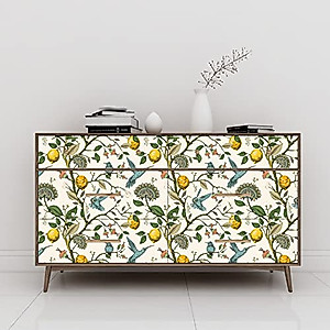 Meihodan Blue Bird Self Adhesive Wallpaper Fresh Lemon Tree Peel and Stick Wallpaper Removable Waterproof Prepasted Wallpaper Wall Mural 17.7in x 9.8ft