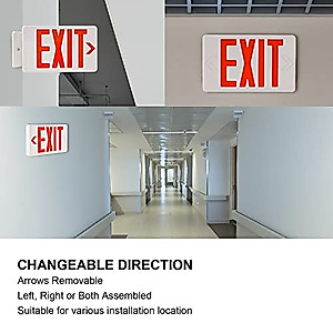 Garrini LED Exit Sign Emergency Light Single or Double Faces Rechargeable UL Certified GX-200NR (Red)