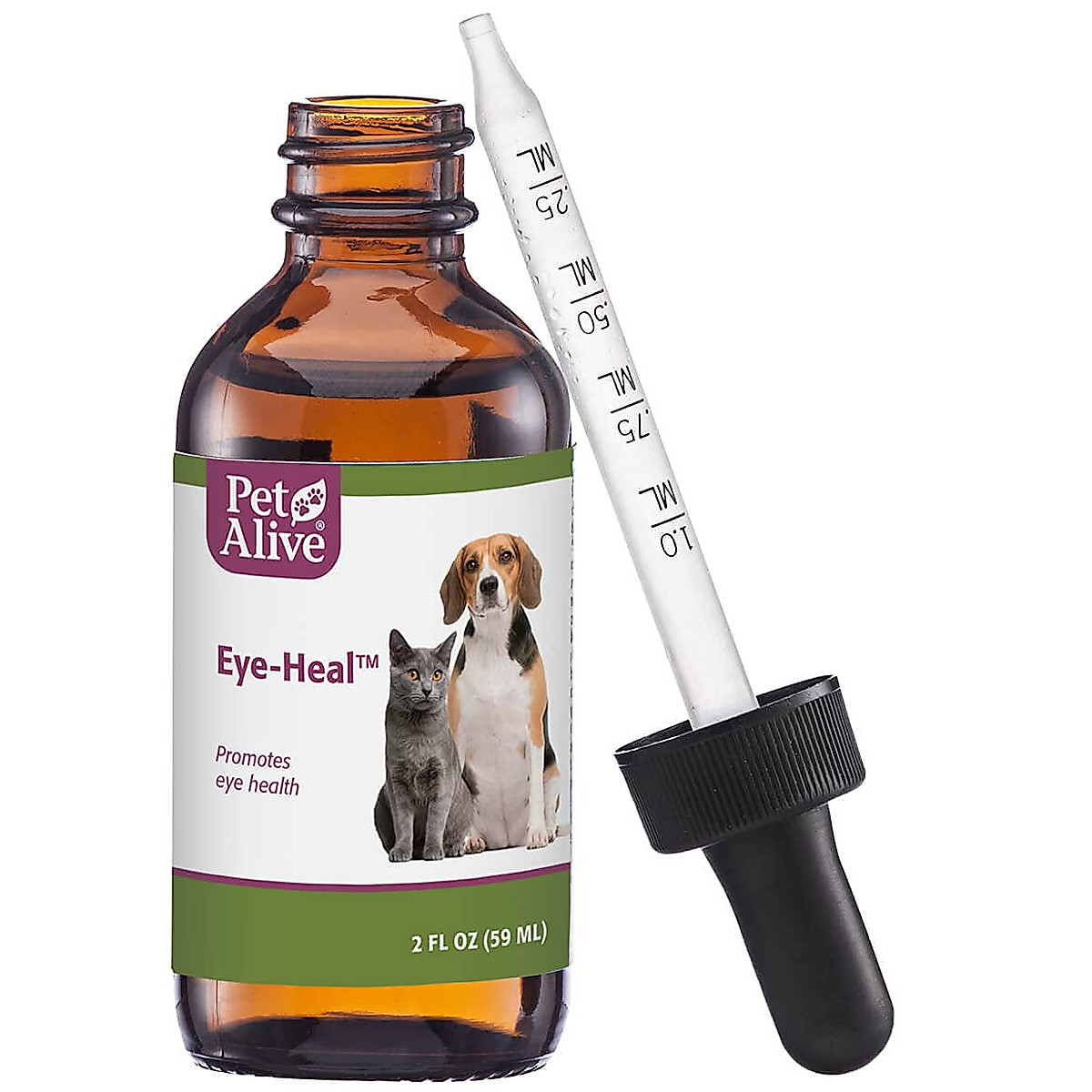 PetAlive Eye-Heal - Natural Herbal Formula Promotes Eye Health in Cats and Dogs - Soothes and Cleanses The Eyes - Supports Removal of Debris - Applies Easily with Cotton Swab - 59 mL