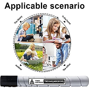 TN514K | A9E8130 TN-514 TN514K TN514 K Toner Cartridge Replacement for Konica Minolta Bizhub C458 C558 C658 Toner Kit Printer (Black,2 Pack)