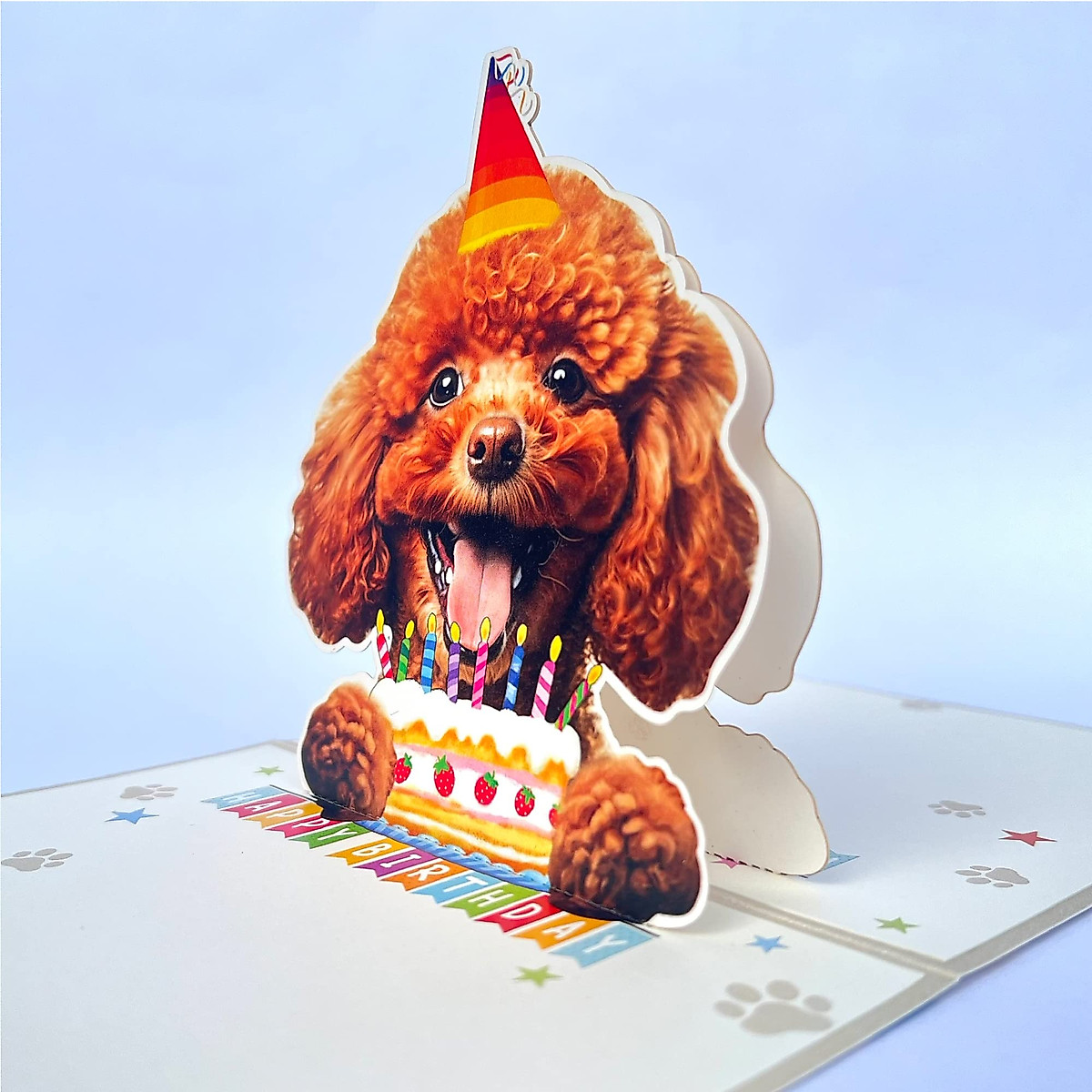 Crazytops Poodle Dog 3D Birthday Funny Pop Up Cards, Poodle Funny and Surprise Happy Birthday Lovely Cards